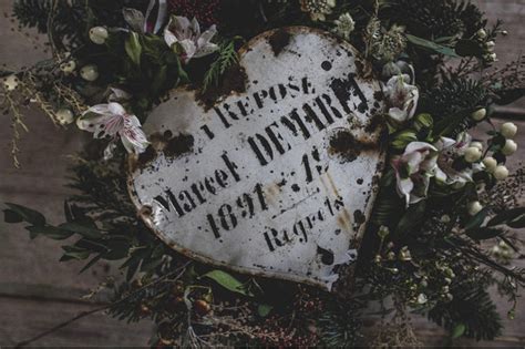 French Vintage Memorial Enamel Heart Ivy Joan Home