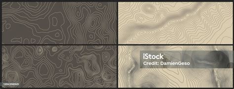 회색 윤곽선 벡터 지형 지리적 산 지형 벡터 일러스트레이션 지형 패턴 텍스처 육지 벡터 지형에 대한 지도 고도 그래픽 윤곽선 높이 선 벡터 세트 0명에 대한 스톡 벡터 아트