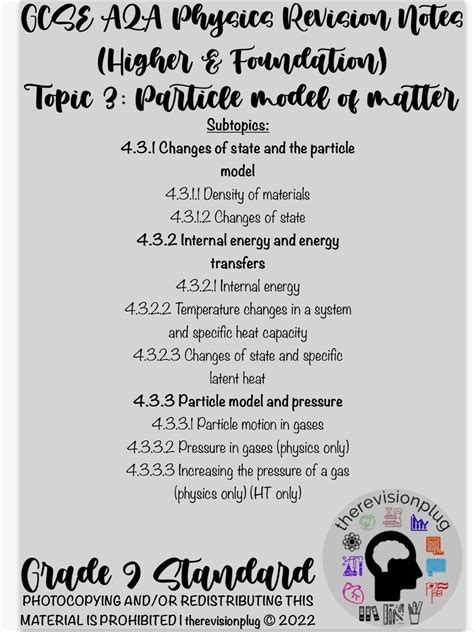 Topic Particle Model Of Matter GCSE AQA Physics Combined Triple Revision Notes