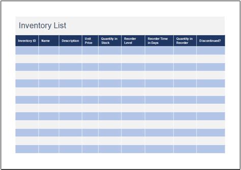Parts Inventory Spreadsheet Template For Excel Download