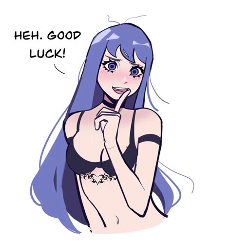 Rule 34 Black Bra Blue Eyes Blue Hair Blush Breasts Chocker Female Looking At Viewer Miaormoa