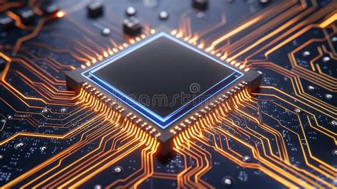 Illuminated Central Processing Unit On Circuit Board Stock Illustration