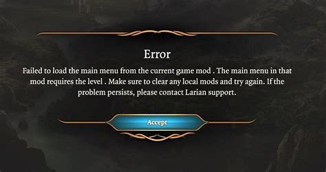 Macos Bg3 Giving “failed To Load Main Menu” Error When Trying To