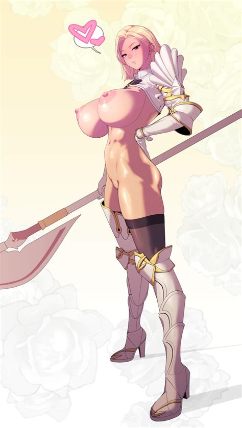 Rule 34 1futa Areolae Armor Armored Female Axe Big Breasts Blonde Female Blonde Hair Blonde