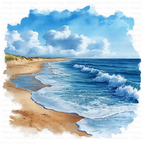 Coastal Beach Ocean Watercolor Clip Art 5 High Quality S Digital