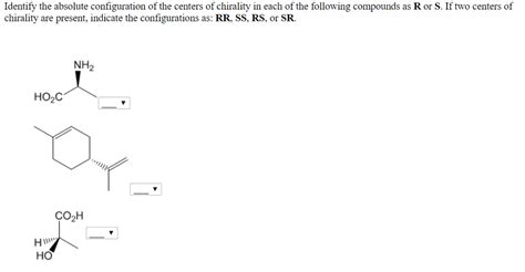 Solved Identify The Absolute Configuration Of The Centers Of