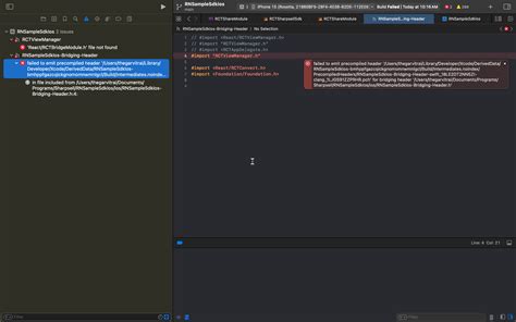 ios react native failed to emit precompiled header when importing