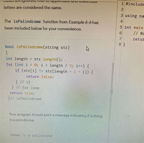 Answered The Ispalindrome Function From Example Bartleby