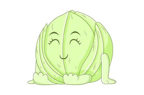 Premium Vector Cute Cabbage Character Design Illustration