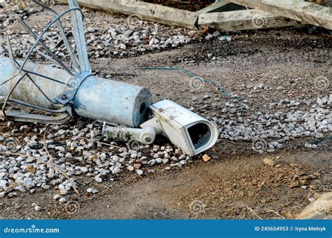 Broken Cctv Camera Laying On The Ground Stock Image Image Of Ground