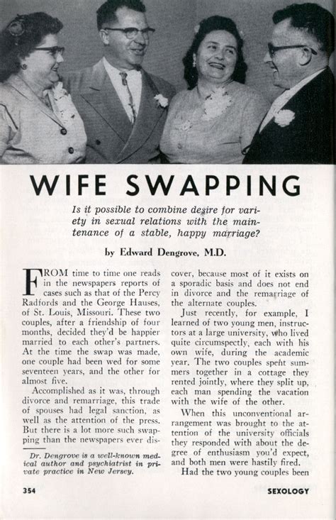 Wife Swapping” Article By Edward Dengrove On Sexology Magazine