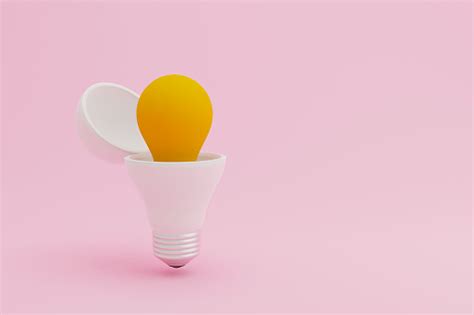 분홍색 배경에 흰색 전구 내부의 노란색 전구 창의적인 사고 아이디어와 혁신 개념 3d 렌더링 그림 0명에 대한 스톡 사진 및 기타 이미지 Istock