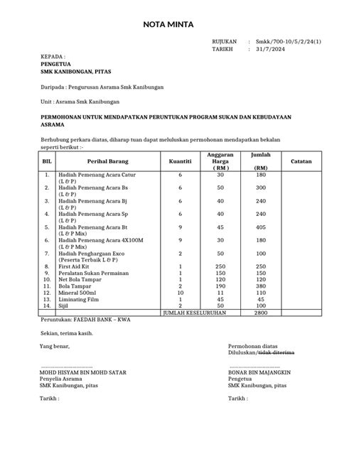 Format Nota Minta Pdf