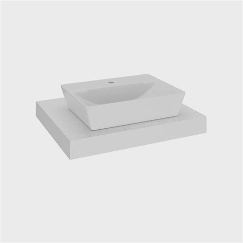 Bancada Yes 60cm Com Vidro Com Furo E Cuba Charlô Branco Em Promoção