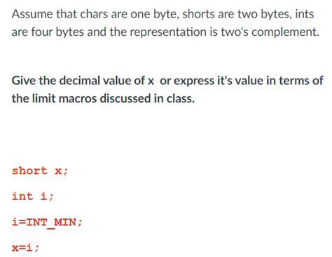 solved assume that chars are one byte shorts are two bytes