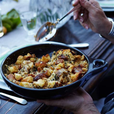 Corn Bread Stuffing With Bacon And Greens Recipe David Tanis
