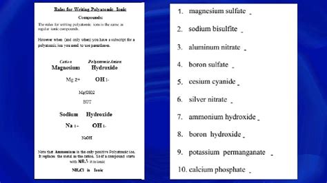 Tertiary Ionic Compounds Will Have Polyatomic Ions At