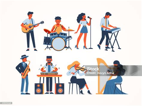 악기를 연주하는 캐릭터 벡터 만화 음악 행사 및 디자인 요소에 적합 Classical Concert에 대한 스톡 벡터 아트 및 기타 이미지 Classical
