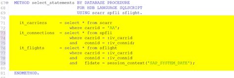 Sql Script For Amdp Data Declaration And Selects Discovering Abap