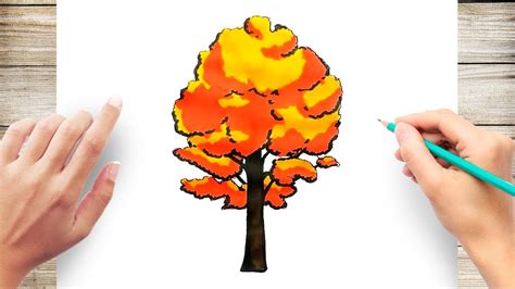 How To Draw An Autumn Fall Tree YouTube