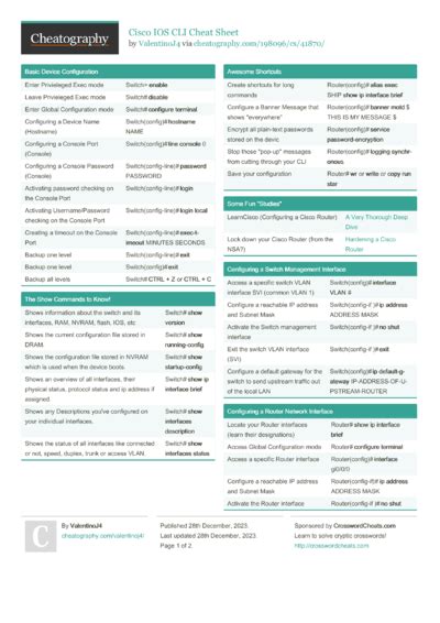 Cisco Ios Dhcp Cheat Sheet By Stephaneb Download Free From Cheatography