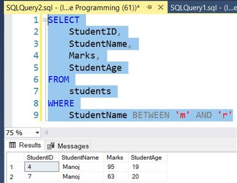 SQL Between TutorialsTrend