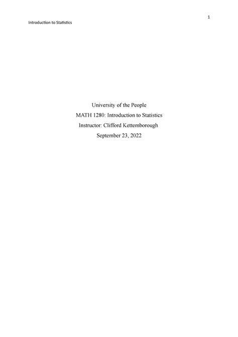 math 1280 written assignment week 4 introduction to statistics