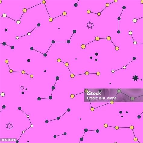 원활한 패턴 추상적 인 별자리와 핑크 벡터 그림 그루비 은하계 만화 공간 장난기 넘치고 마법 같은 스타일 검은색에 대한 스톡 벡터 아트 및 기타 이미지 Istock