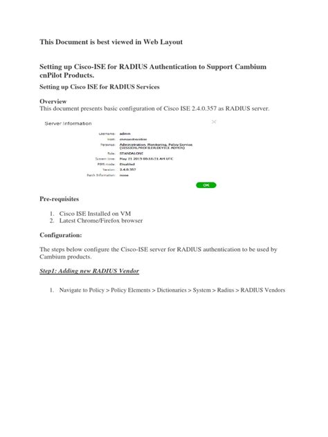 Integration Of Cisco Ise With Cnpilot Aps Pdf Radius