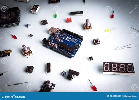 Arduino UNO Board And Components On Light Background Editorial Photography Image Of Hobby