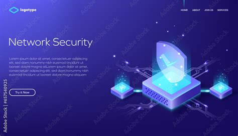 Network Data Security Isometric Vector Illustration Online Server Protection System Concept