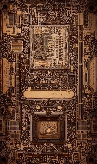 Premium Photo Complex Circuit Board Patterns In Warm Tones Created With Generative Ai Technology