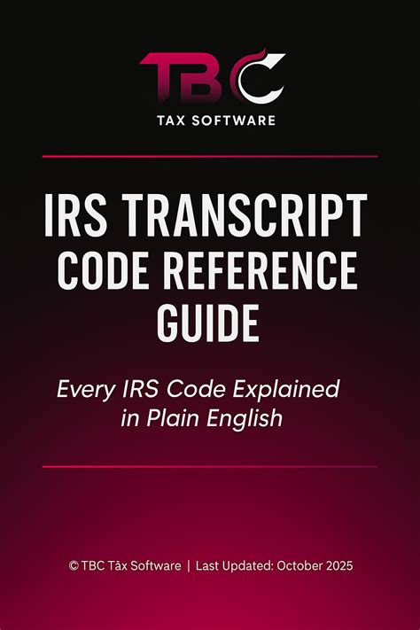 Irs Transcript Code Reference Guide Tbc Financial Solutions