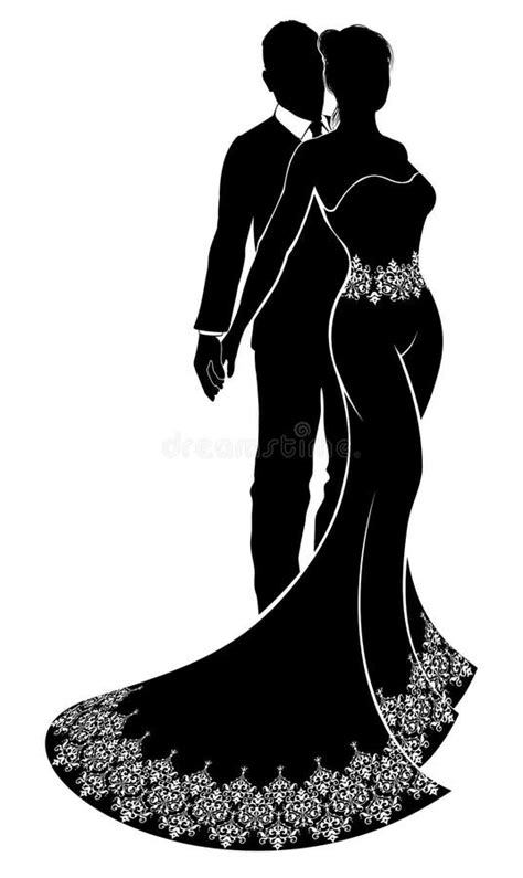 Silueta De Novia Y Del Novio De Los Pares De La Boda Ilustración Del