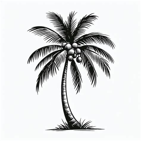 Coconut Tree Sketch Premium Ai Generated Image