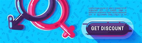 성별 배경 여성 및 남성 섹스 심볼 가로 배너 웹 포스터 웹사이트 헤더 벡터 일러스트 레이 션 프리미엄 벡터