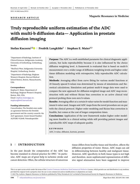 pdf truly reproducible uniform estimation of the adc with multi‐b