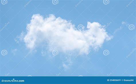 Close Up Of Single Clouds On Day Light Clear Blue Sky And Fluffy Soft