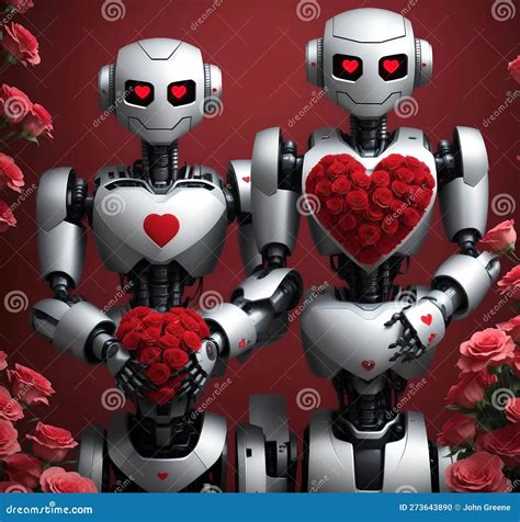 A Conceptual Visualization Of Robots In Love Generated By Ai Stock