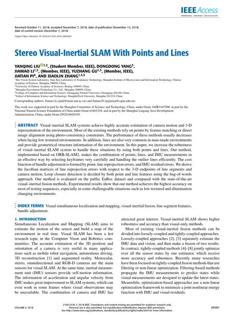 Pdf Stereo Visual Inertial Slam With Points And Lines