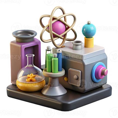 Elegant Minimalist Quantum Computing Research Lab Scene Cutout Element
