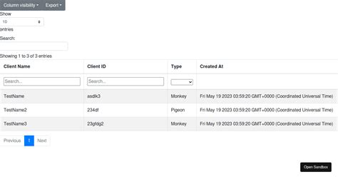 react datatables forked codesandbox