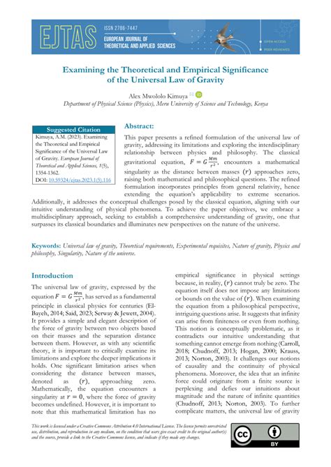 Pdf Examining The Theoretical And Empirical Significance Of The Universal Law Of Gravity
