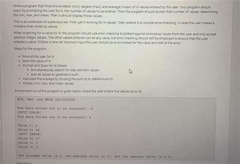 Solved Write A Program That Finds The Smallest Min