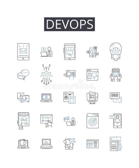 Devops Line Icons Collection Expertise Analysis Strategy