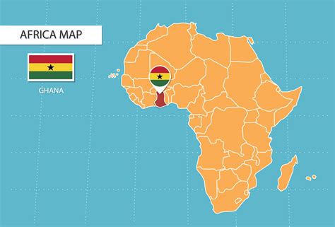 Ghana Map In Africa Icons Showing Ghana Location And Flags 15311327