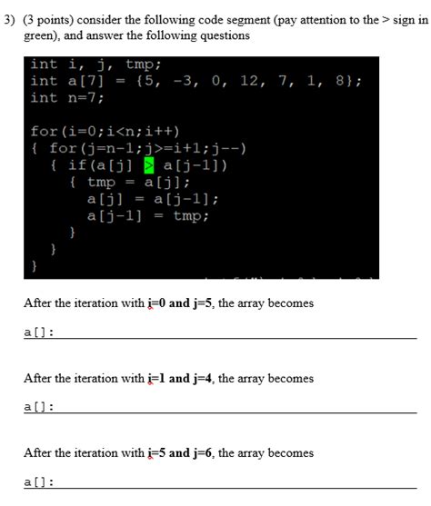 Solved 3 3 Points Consider The Following Code Segment