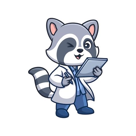 Premium Vector Doctor Raccoon Cute Cartoon