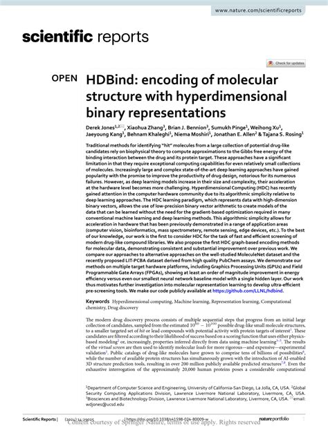 Pdf Hdbind Encoding Of Molecular Structure With Hyperdimensional Binary Representations
