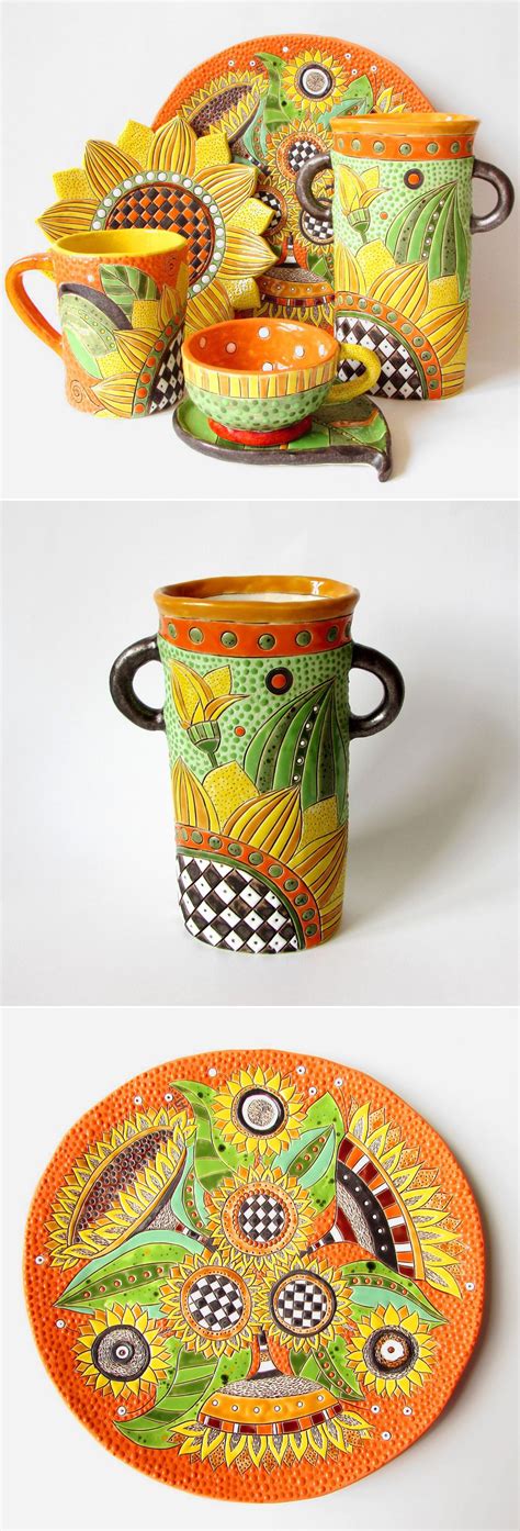 Ceramic Dinnerware Set 'Sunflower' | Керамический сервиз "Подсолнухи ...
